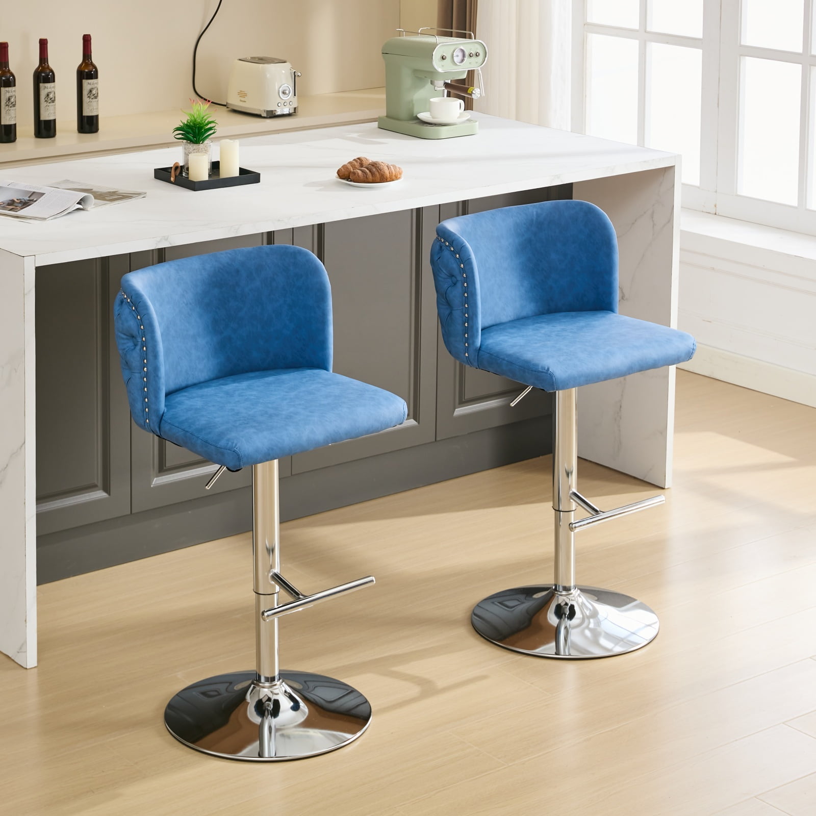 DONICK Swivel Counter Height Barstools,Upholstered Bar Stools ...