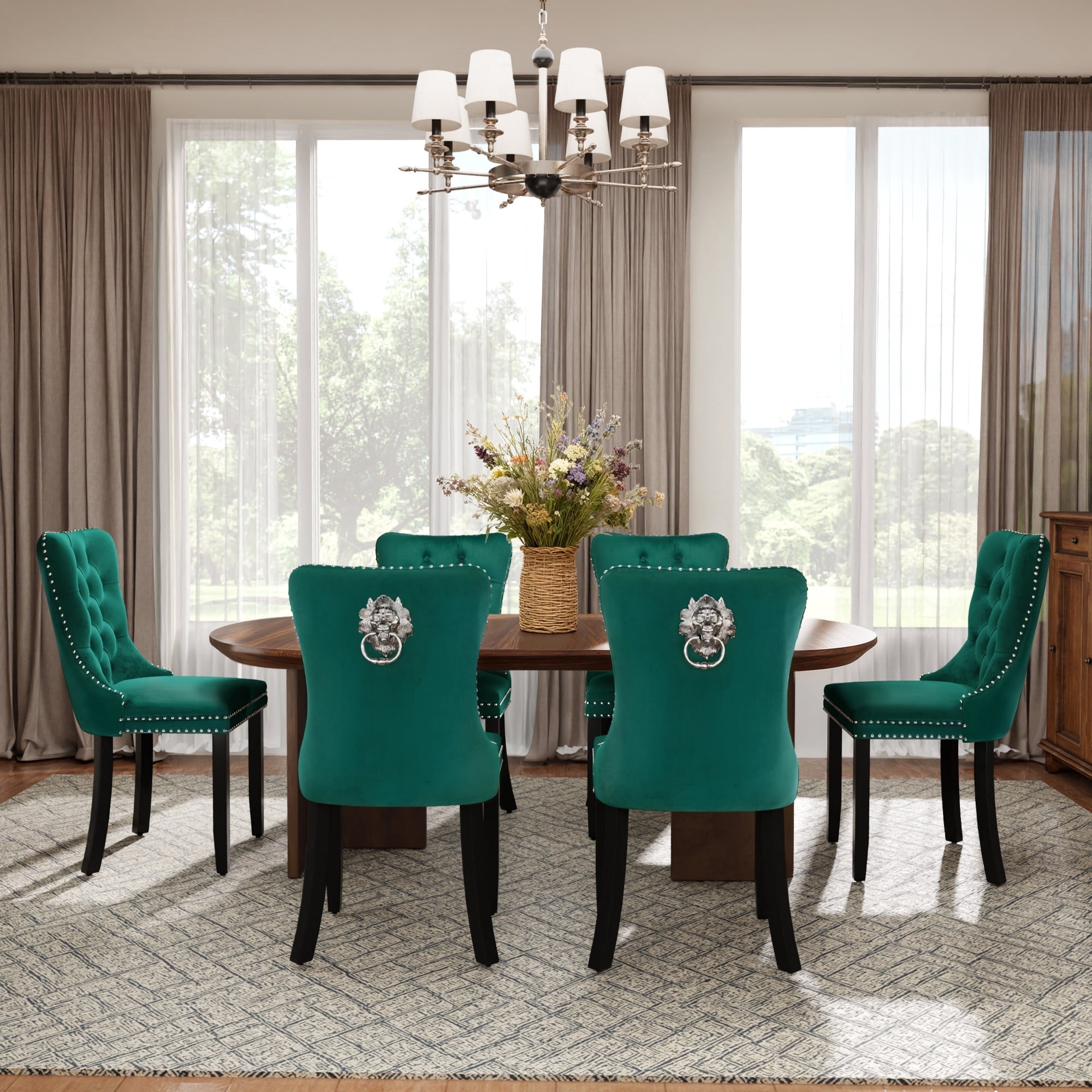 DONICK Velvet Upholstered Dining Chair Set of 6,Modern Tufted Kitchen ...
