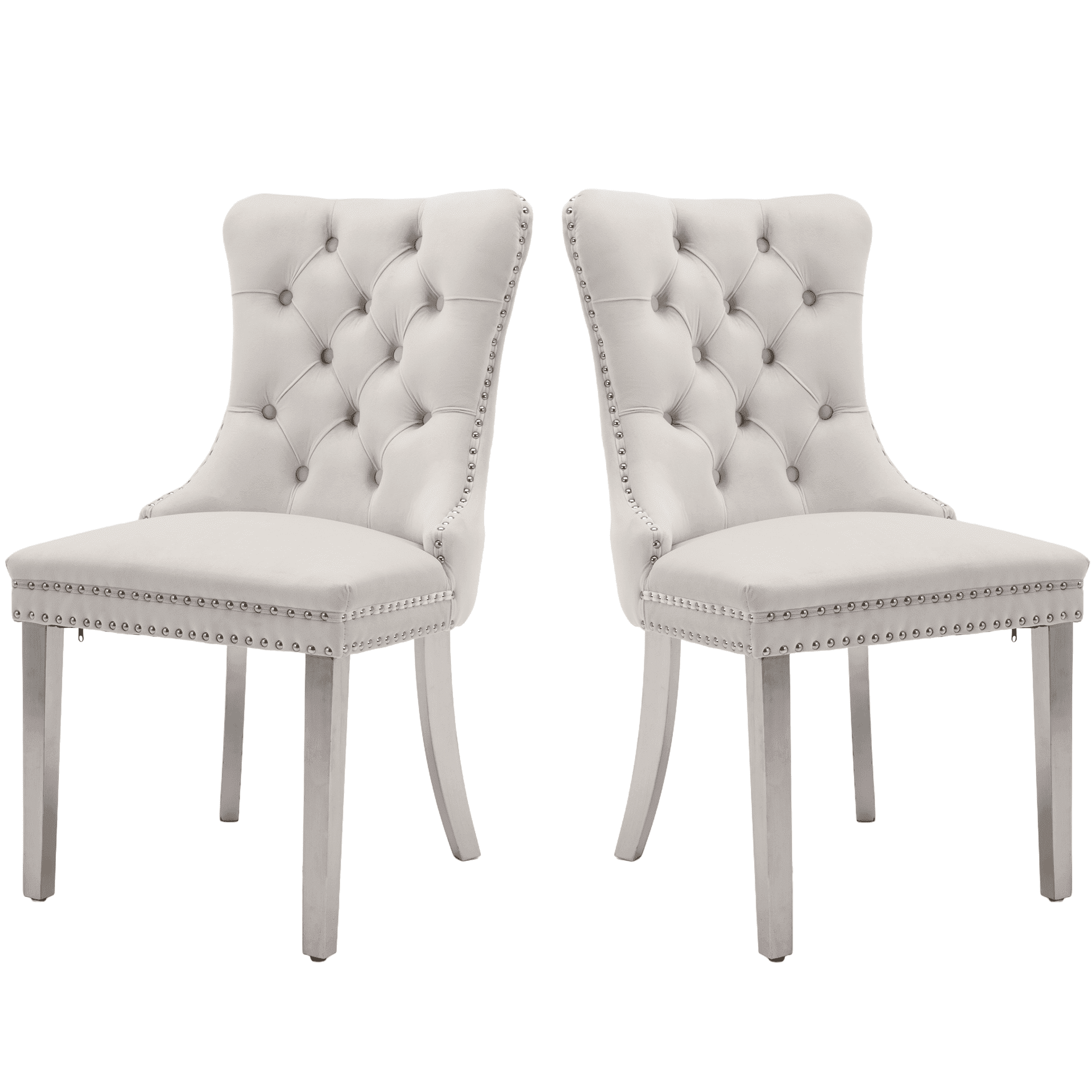 DONICK Velvet Upholstered Dining Chairs , Kitchen & Dining Room Chairs, Nailheads Tufted, Soft ...
