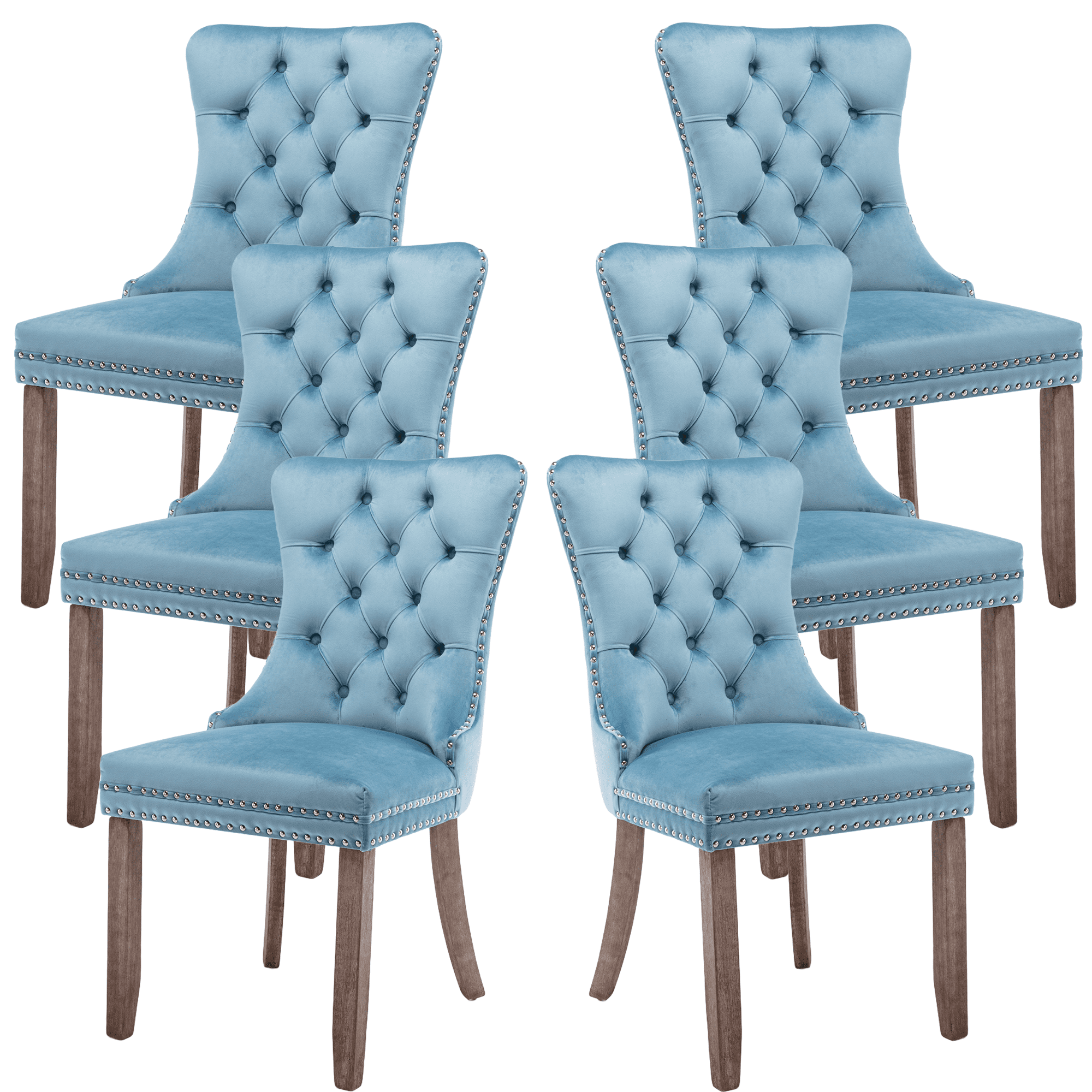 DONICK Velvet Upholstered Dining Chairs , Kitchen & Dining Room Chairs, Nailheads Tufted, Soft ...