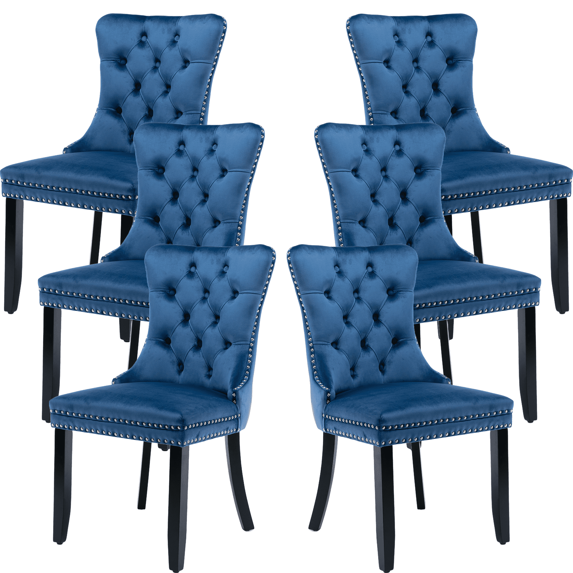 DONICK Velvet Upholstered Dining Chairs , Kitchen & Dining Room Chairs, Nailheads Tufted, Soft ...
