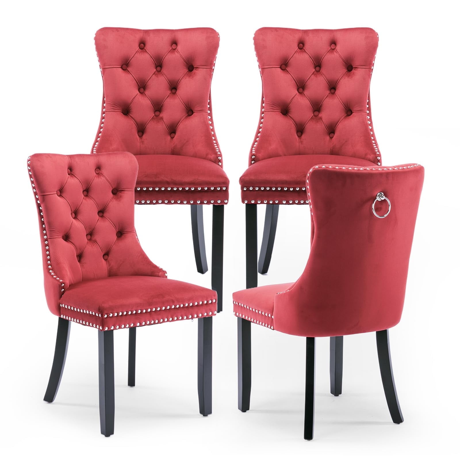 DONICK Velvet Upholstered Dining Chairs , Kitchen & Dining Room Chairs, Nailheads Tufted, Soft ...