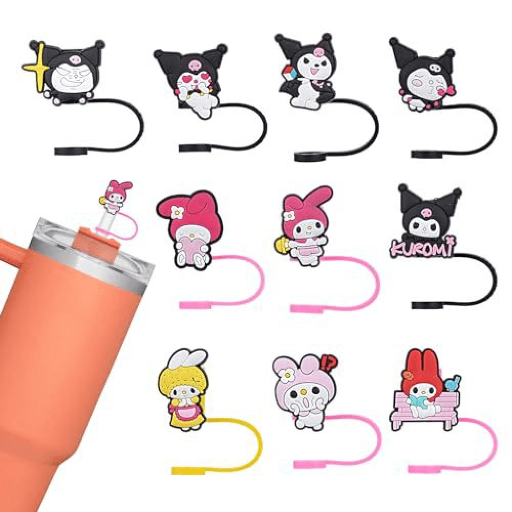 DONNGZAE 10Pcs Straw Covers Cap for Stanley Cup, Cute Sanrio Kuromi ...