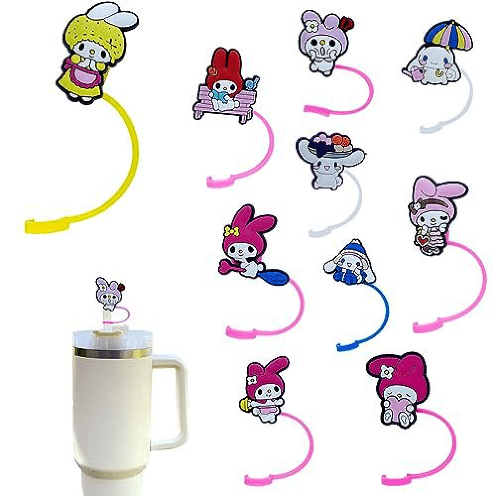 DONNGZAE 10Pcs Straw Covers Cap for Stanley Cup, Cute Sanrio Silicone ...