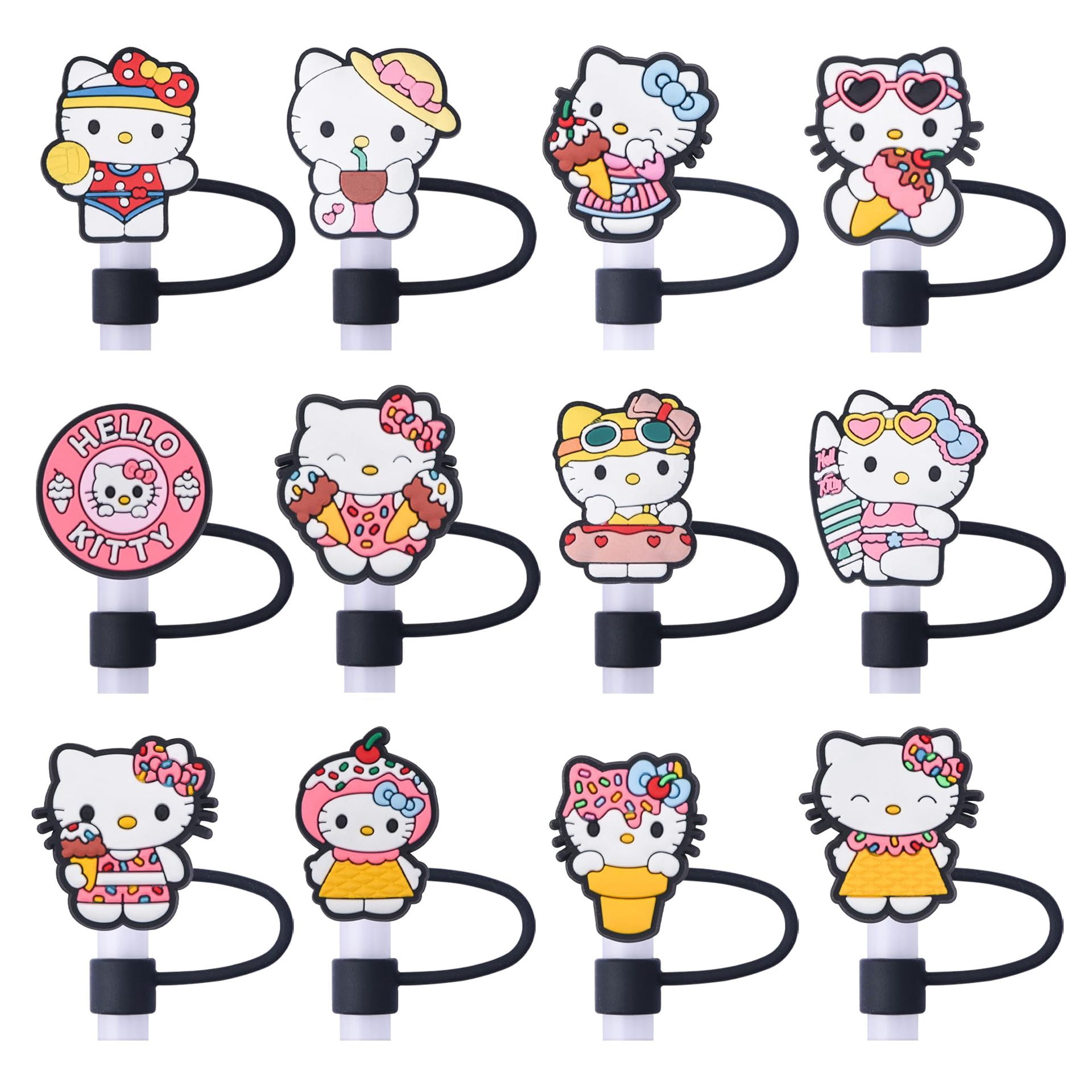 DONNGZAE 12Pcs Straw Covers Cap for Stanley Cup, Cute Hello Kitty ...