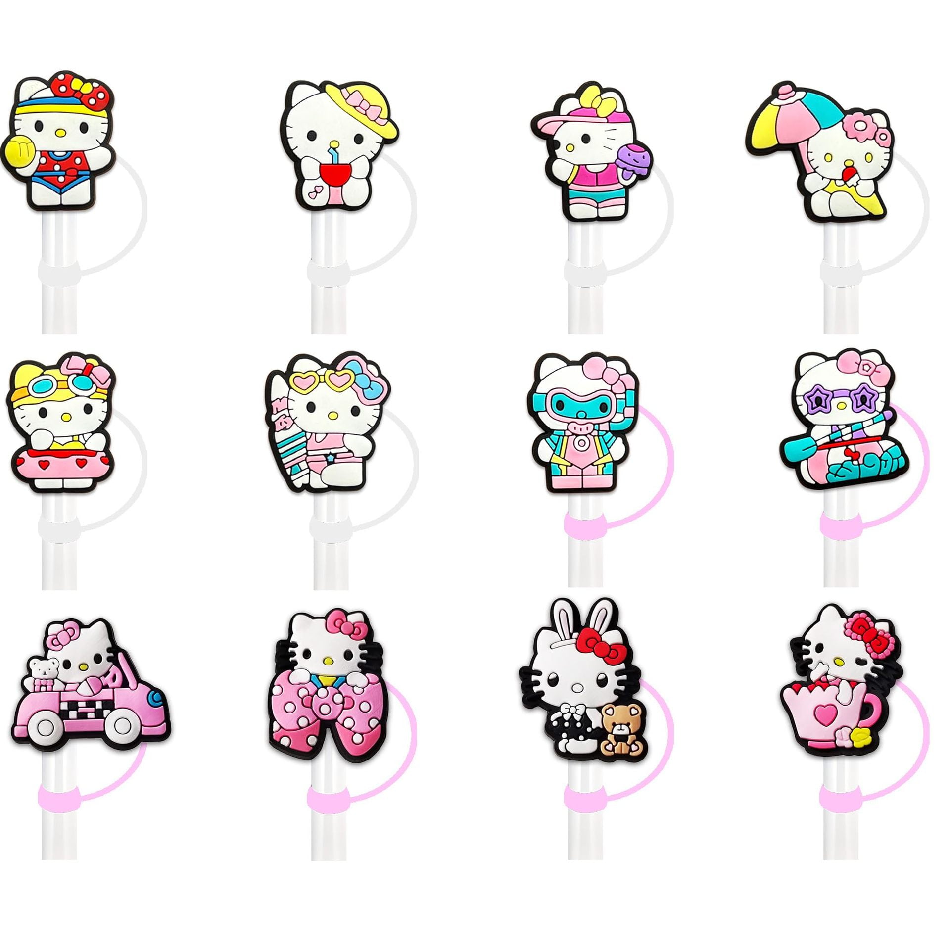 DONNGZAE 12Pcs Straw Covers Cap for Stanley Cup, Cute Hello Kitty ...