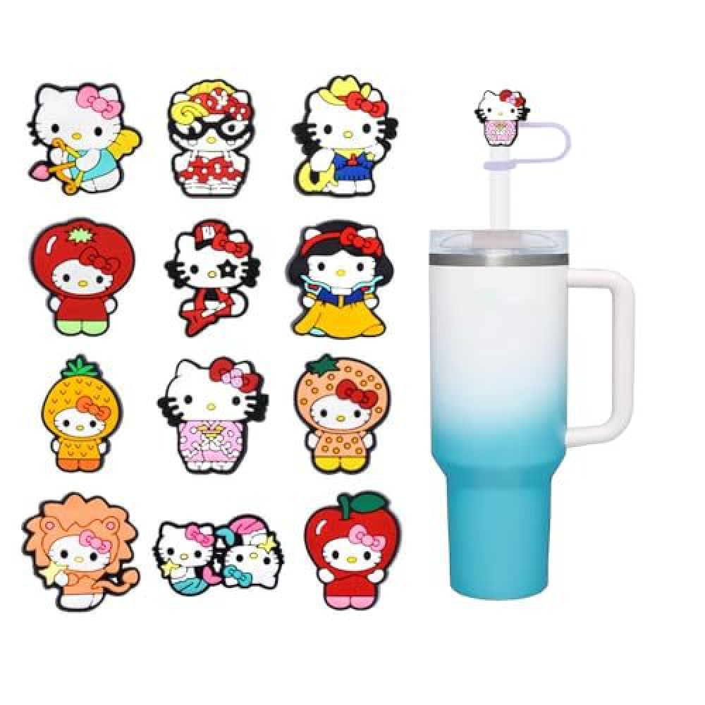 DONNGZAE 12Pcs Straw Covers Cap for Stanley Cup, Cute Hello Kitty ...