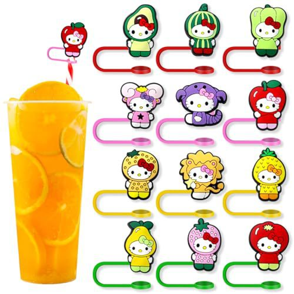 DONNGZAE 12Pcs Straw Covers Cap for Stanley Cup, Cute Hello Kitty ...