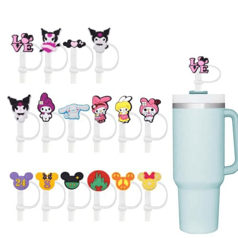 DONNGZAE 16Pcs Straw Covers Cap for Stanley Cup, Cute Cartoon Mouse ...