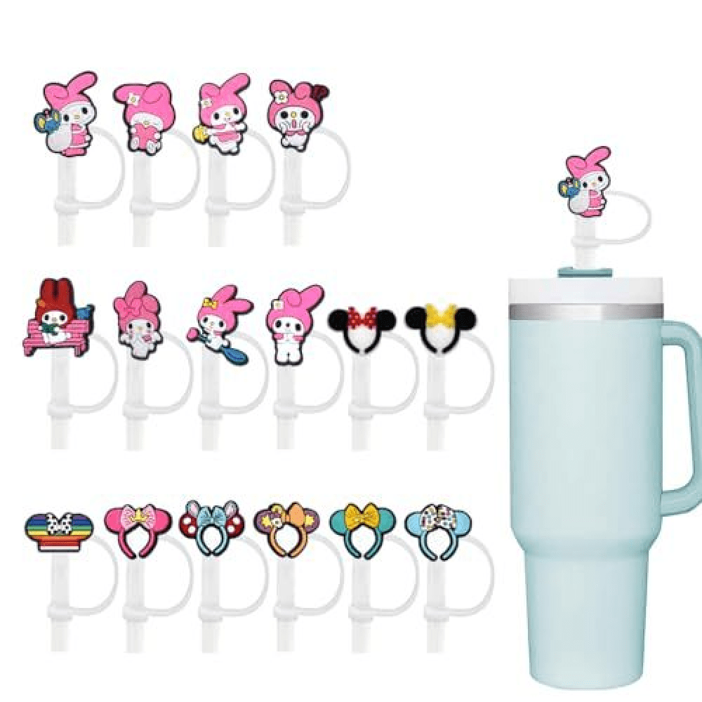 DONNGZAE 16Pcs Straw Covers Cap for Stanley Cup, Cute Cartoon Mouse ...