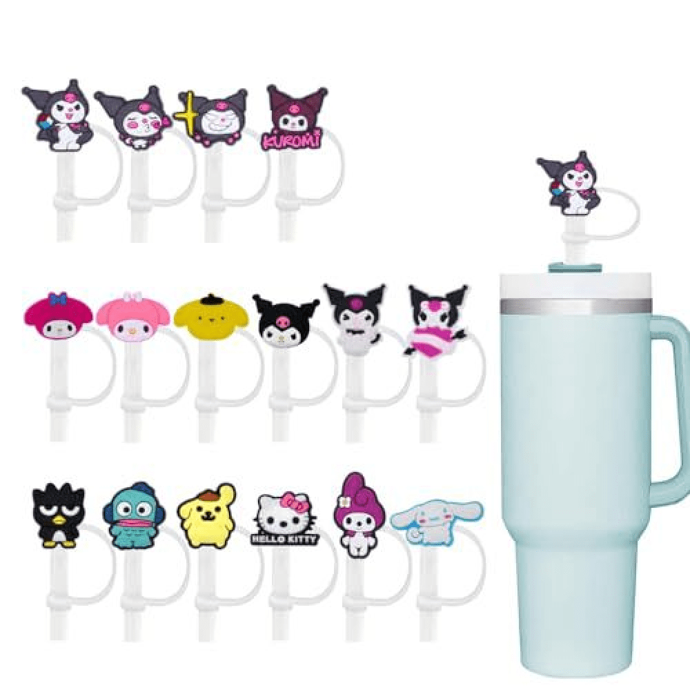 DONNGZAE 16Pcs Straw Covers Cap for Stanley Cup, Cute Sanrio Silicone ...