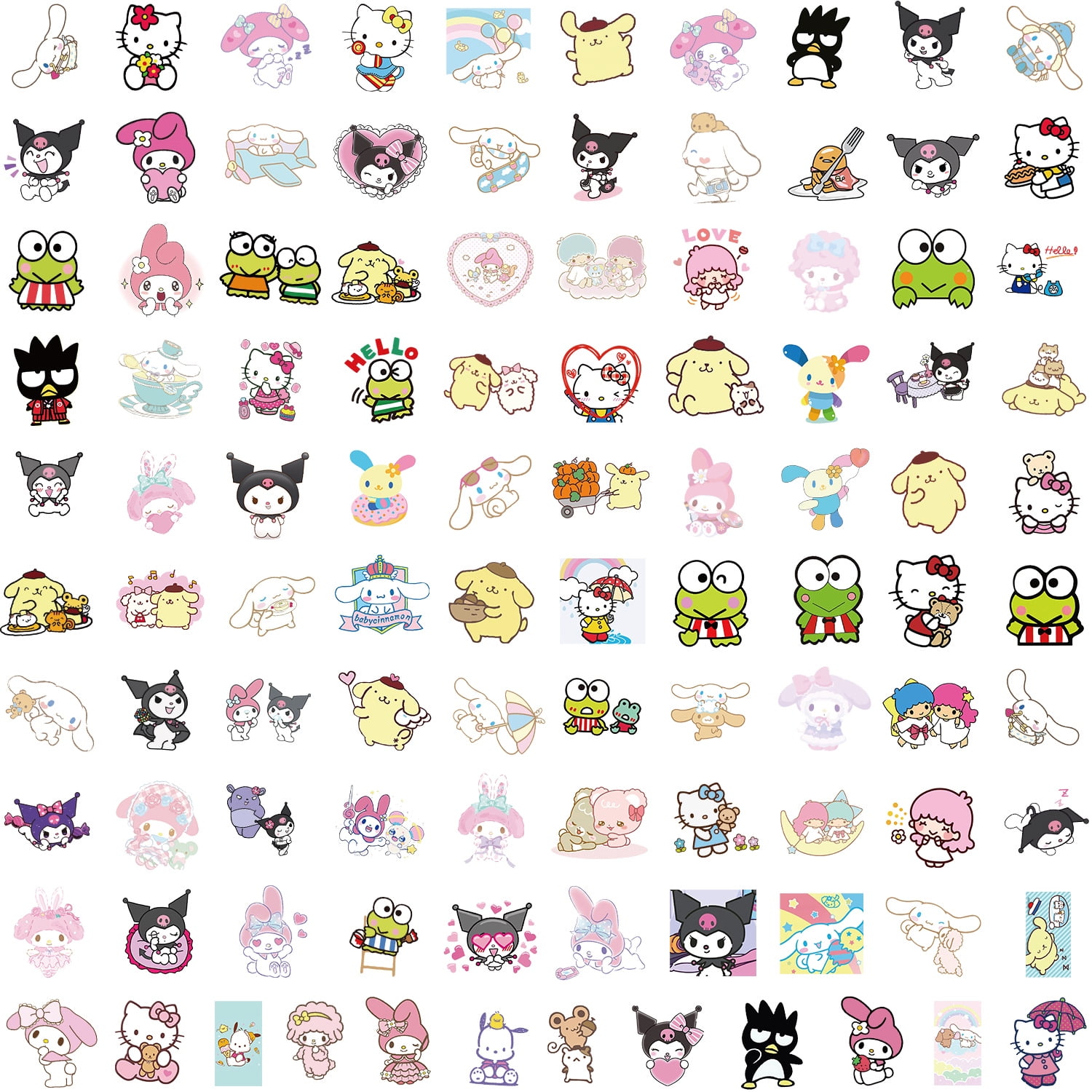 DONNGZAE 200 PCS Cute Sanrio Cartoon Stickers for Kids Teens, Vinyl Waterproof Water Bottles ...