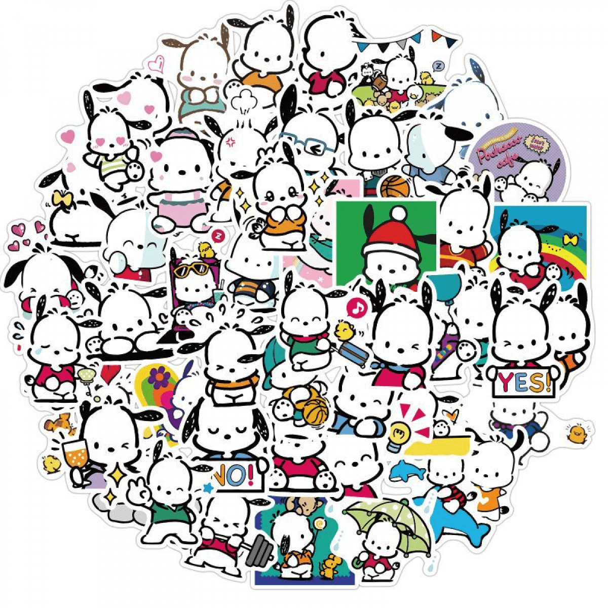 DONNGZAE 200 PCS Cute Sanrio Pochacco Cartoon Stickers for Kids Teens ...