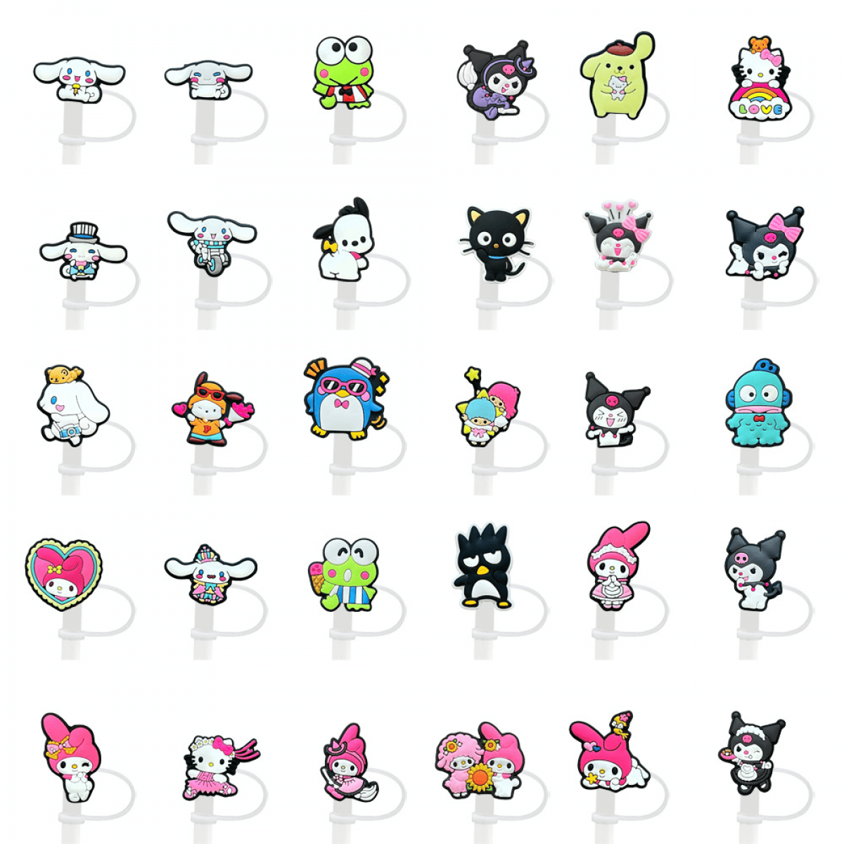 DONNGZAE 30Pcs Straw Covers Cap for Stanley Cup, Cute Sanrio Silicone ...