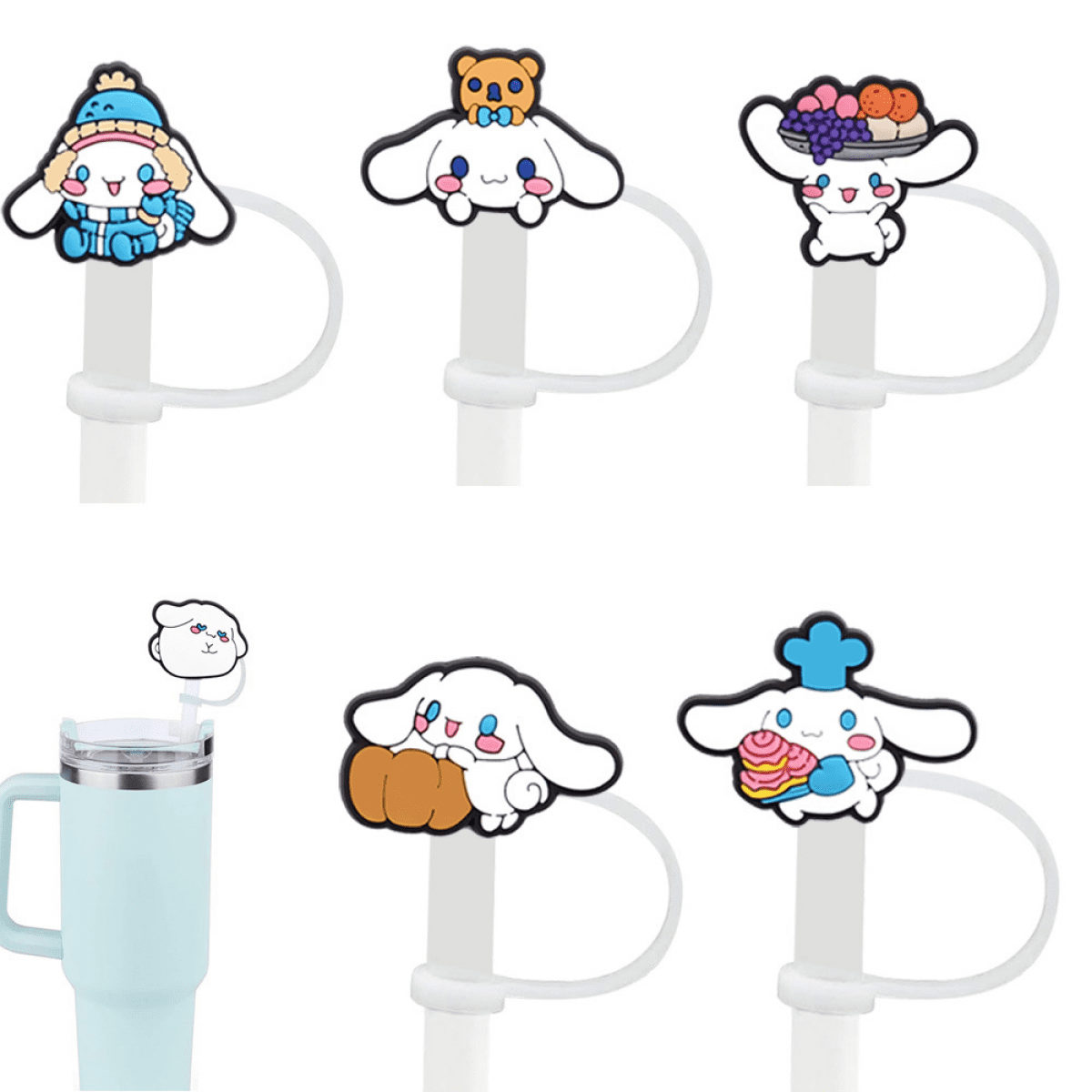 DONNGZAE 5Pcs Straw Covers Cap for Stanley Cup, Cute Sanrio Cinnamoroll ...