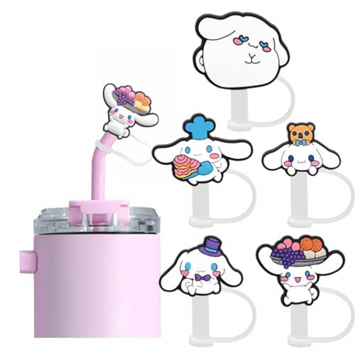 DONNGZAE 5Pcs Straw Covers Cap for Stanley Cup, Cute Sanrio Cinnamoroll ...