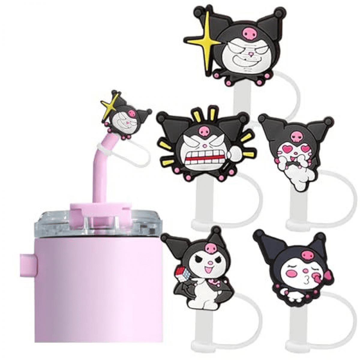 DONNGZAE 5Pcs Straw Covers Cap for Stanley Cup, Cute Sanrio Kuromi ...