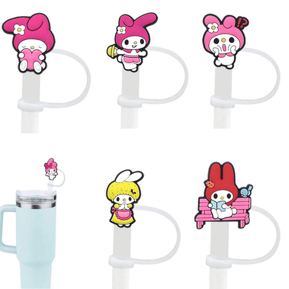 DONNGZAE 5Pcs Straw Covers Cap for Stanley Cup, Cute Sanrio Melody ...