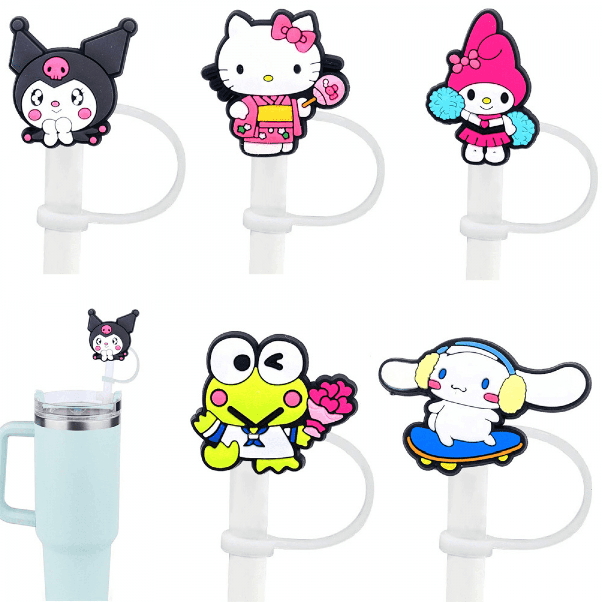 DONNGZAE 5Pcs Straw Covers Cap for Stanley Cup, Cute Sanrio Silicone ...