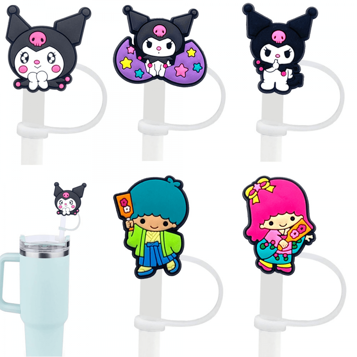 DONNGZAE 5Pcs Straw Covers Cap for Stanley Cup, Cute Sanrio Silicone ...