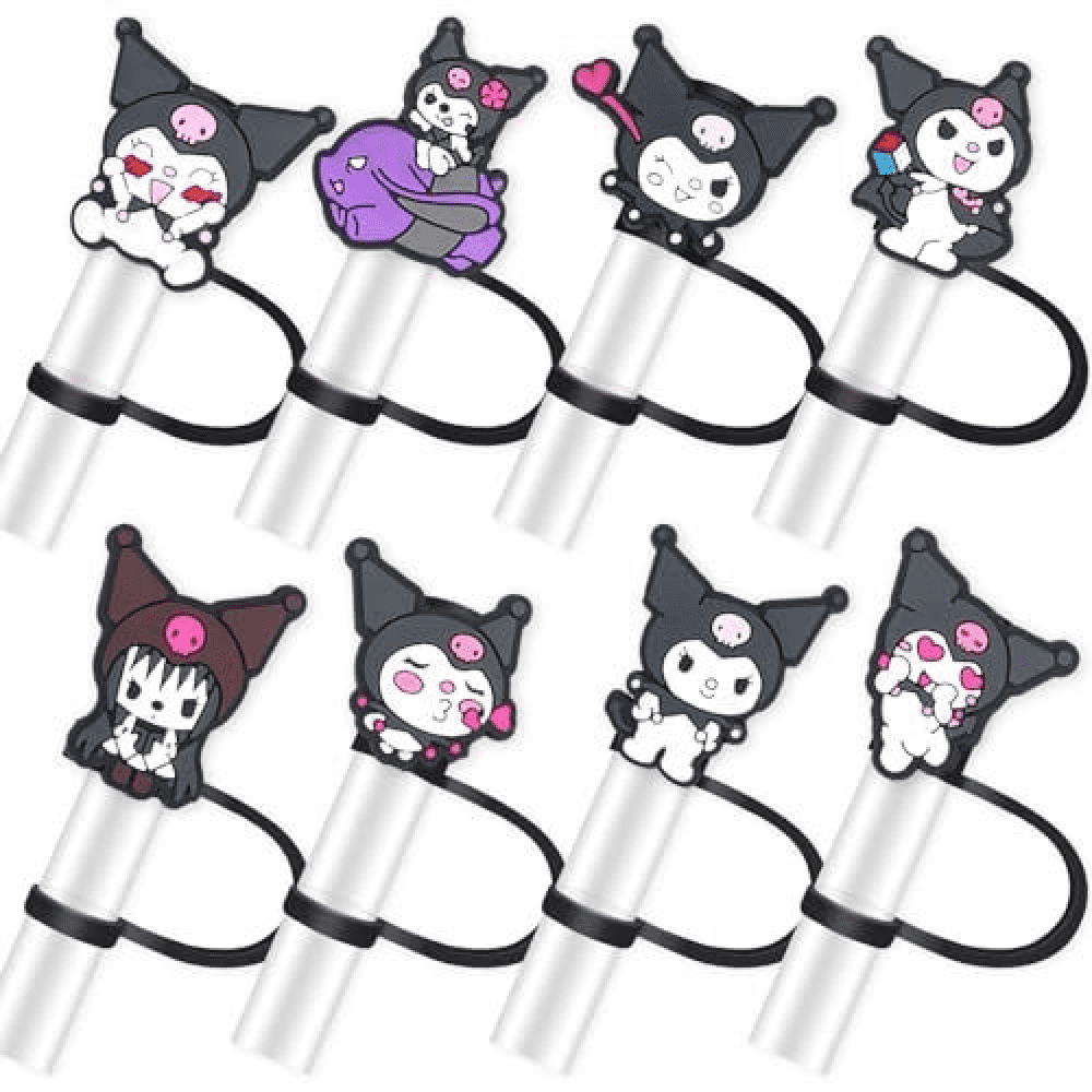 DONNGZAE 8Pcs Straw Covers Cap for Stanley Cup, Cute Sanrio Kuromi ...