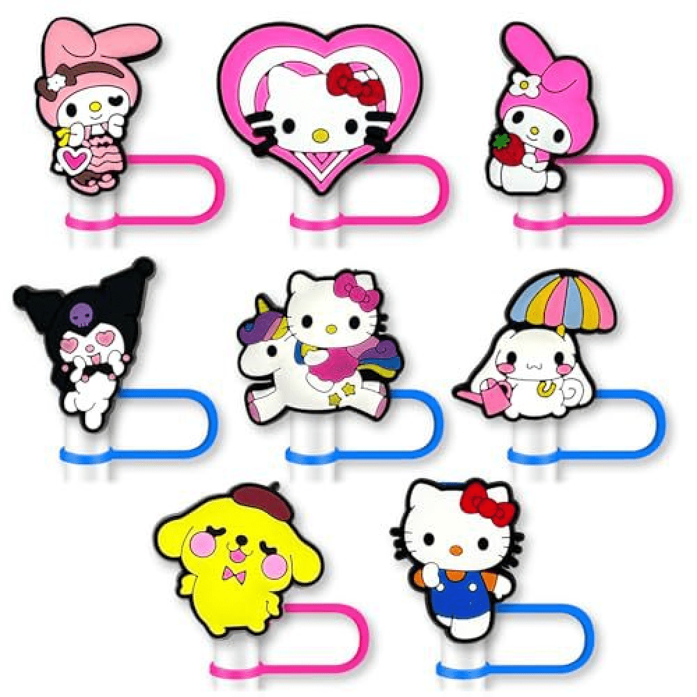DONNGZAE 8Pcs Straw Covers Cap for Stanley Cup, Cute Sanrio Silicone ...