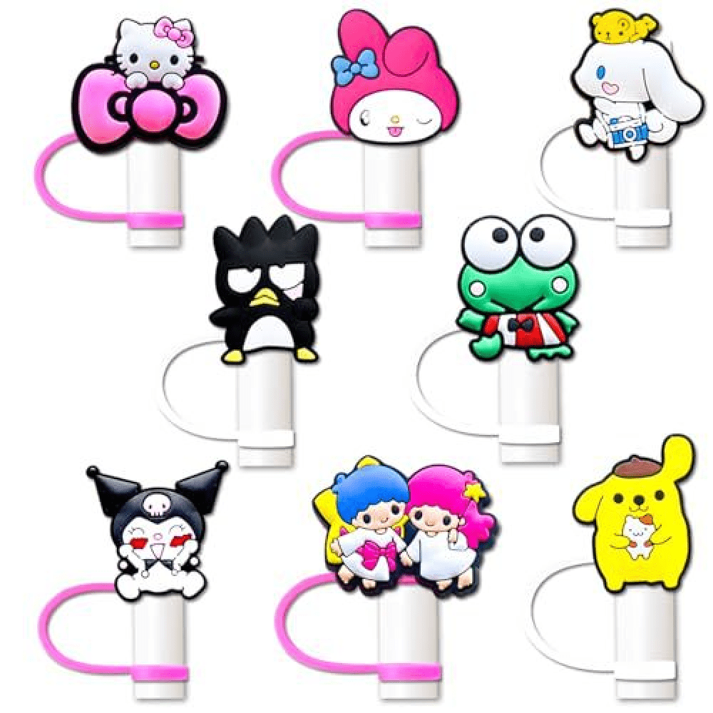 DONNGZAE 8Pcs Straw Covers Cap for Stanley Cup, Cute Sanrio Silicone ...