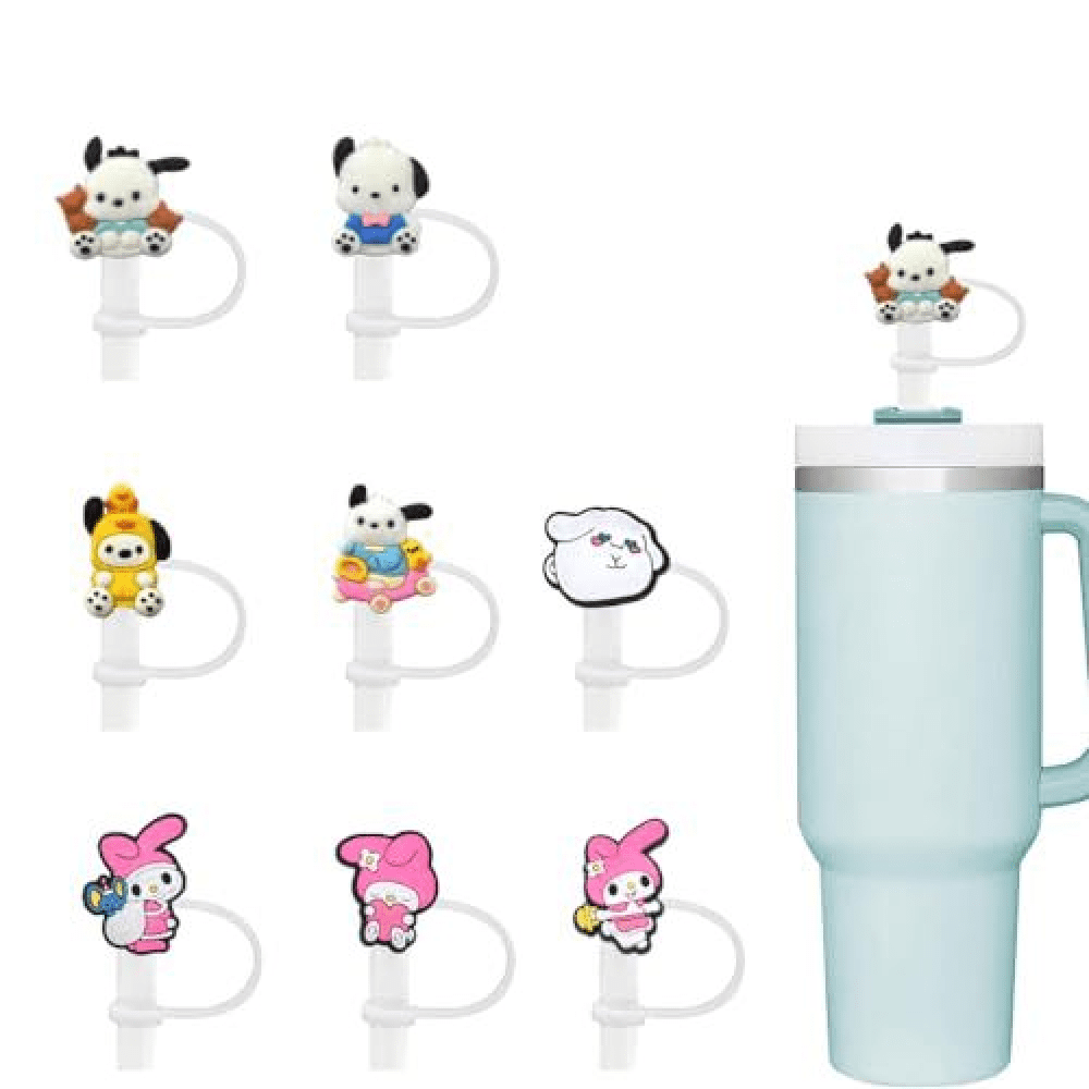 DONNGZAE 8Pcs Straw Covers Cap for Stanley Cup, Cute Sanrio Silicone ...