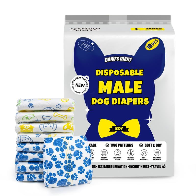 DONO Disposable Male Dog Diapers,Doggie Diapers Wetness Indicator Leak ...