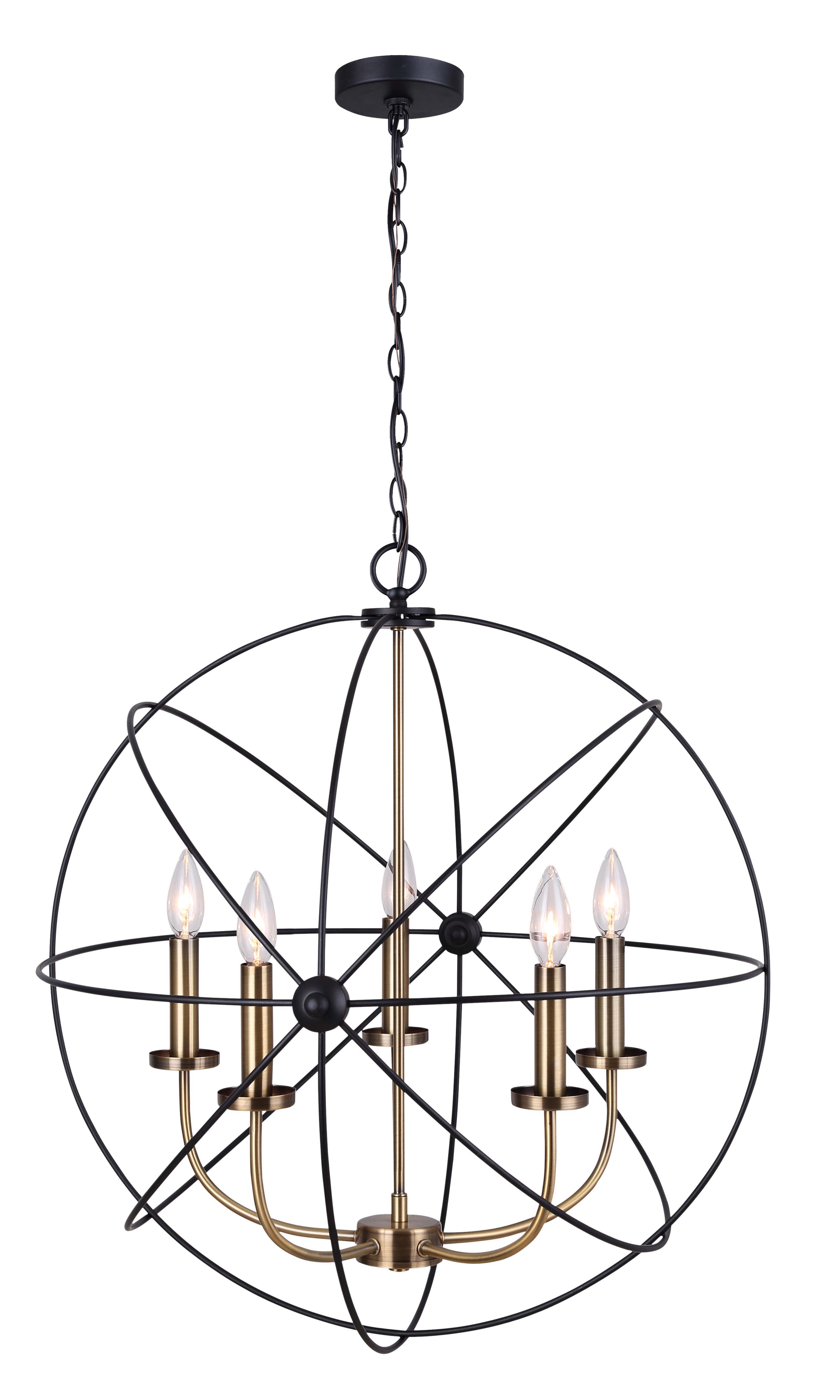 DONOVAN, Spec. ICH631B05BKG25, MBK + Gold Color, 5 Lt Chain Chandelier ...