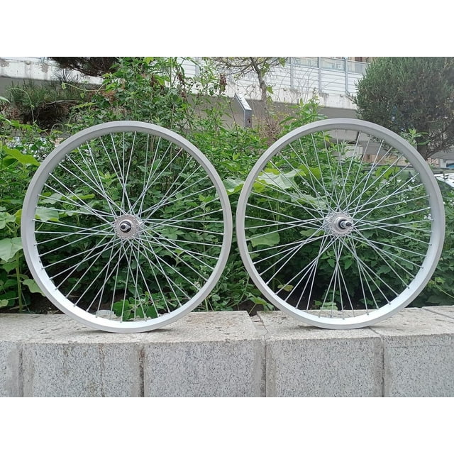 DONSP1986 26'' x 2.35-3.5 Front and Rear Bike Wheel Set, Silver ...