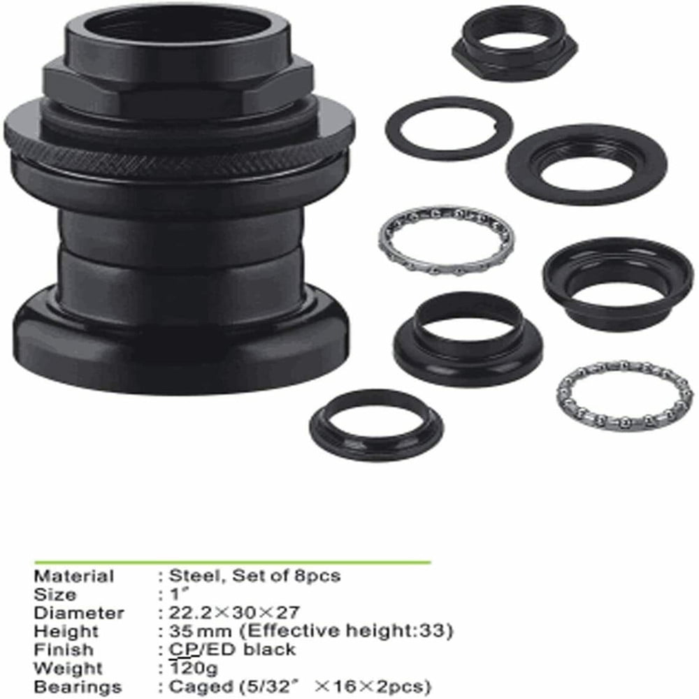 DONSP1986 8pcs 1" Steel Threaded Bicycle Headset Combo-Gas Motorized ...