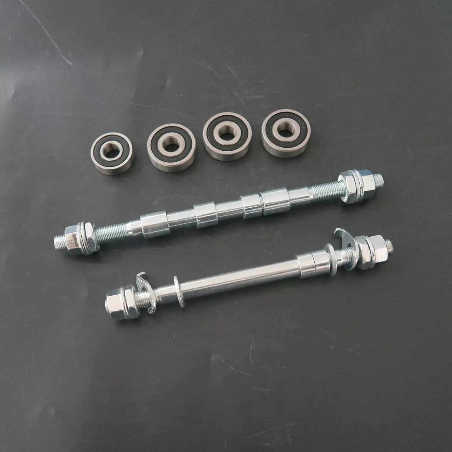 DONSP1986 Bicycle Axles( ALL SILVER ) and Bearings Set of Mag Wheel 26 ...