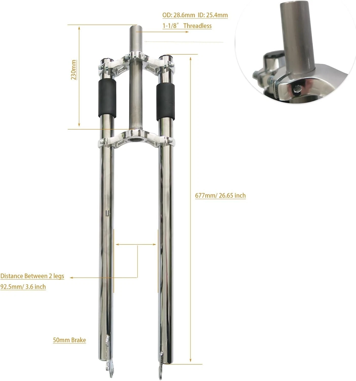 DONSP1986 Bicycle/Bike Fork 26" Non-Suspension Tripe Tree Fork Gas ...