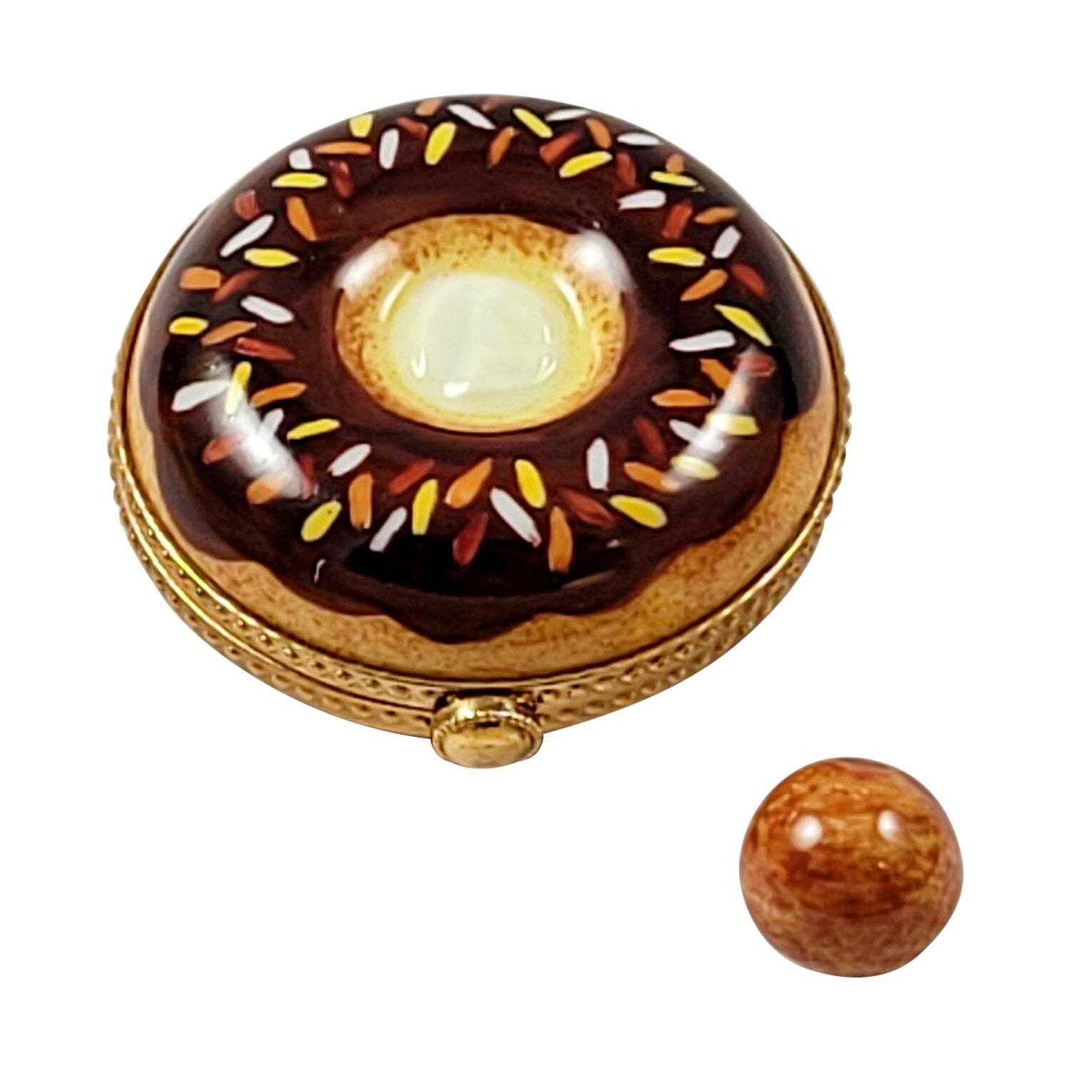 DONUT BOX WITH REMOVABLE DONUT HOLE Limoges Box Porcelain Figurine ...