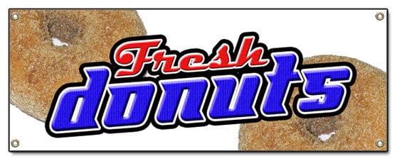 DONUTS BANNER SIGN hot donut doughnut shop sign signs - Walmart.com