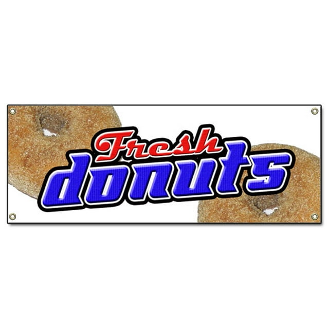 DONUTS BANNER SIGN hot donut doughnut shop sign signs - Walmart.com