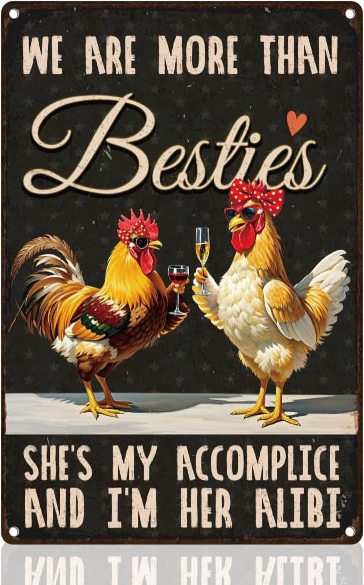 DOODLREAM Funny Chicken Gifts Tin Sign Retro Metal Wall Decor for ...