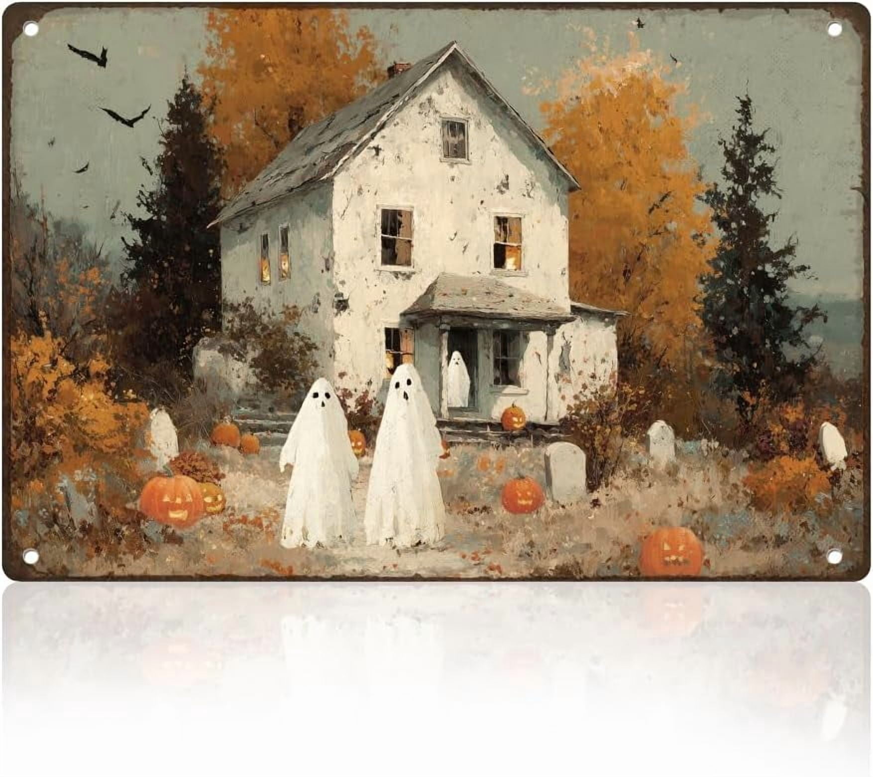 DOODLREAM Halloween Cute Ghosts Tin Sign Retro Metal Wall Decor 8" x 12 ...