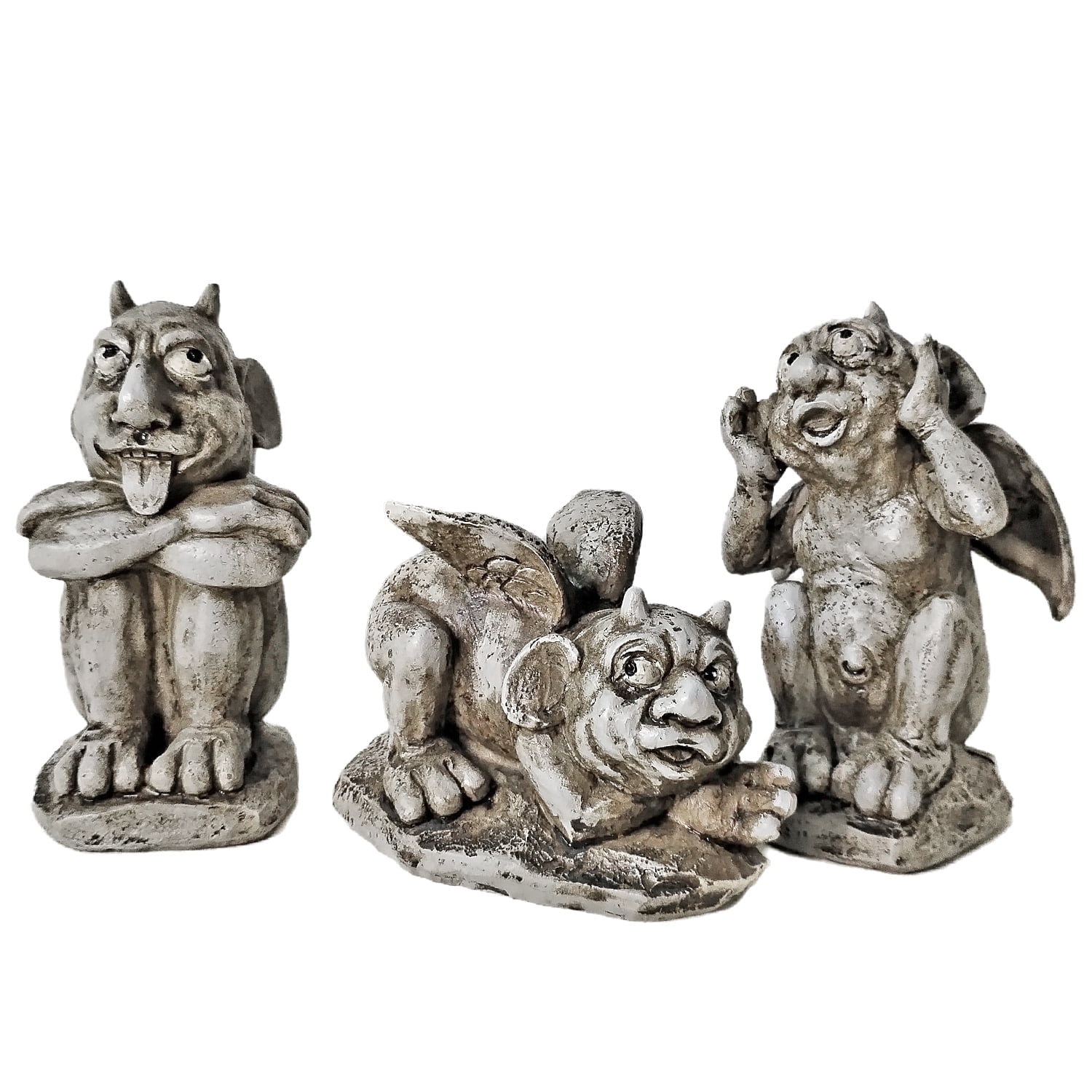 DOOGALKAI Gothic Sculpture Winged Gargoyle Statue Set ,Hear No Evil See ...