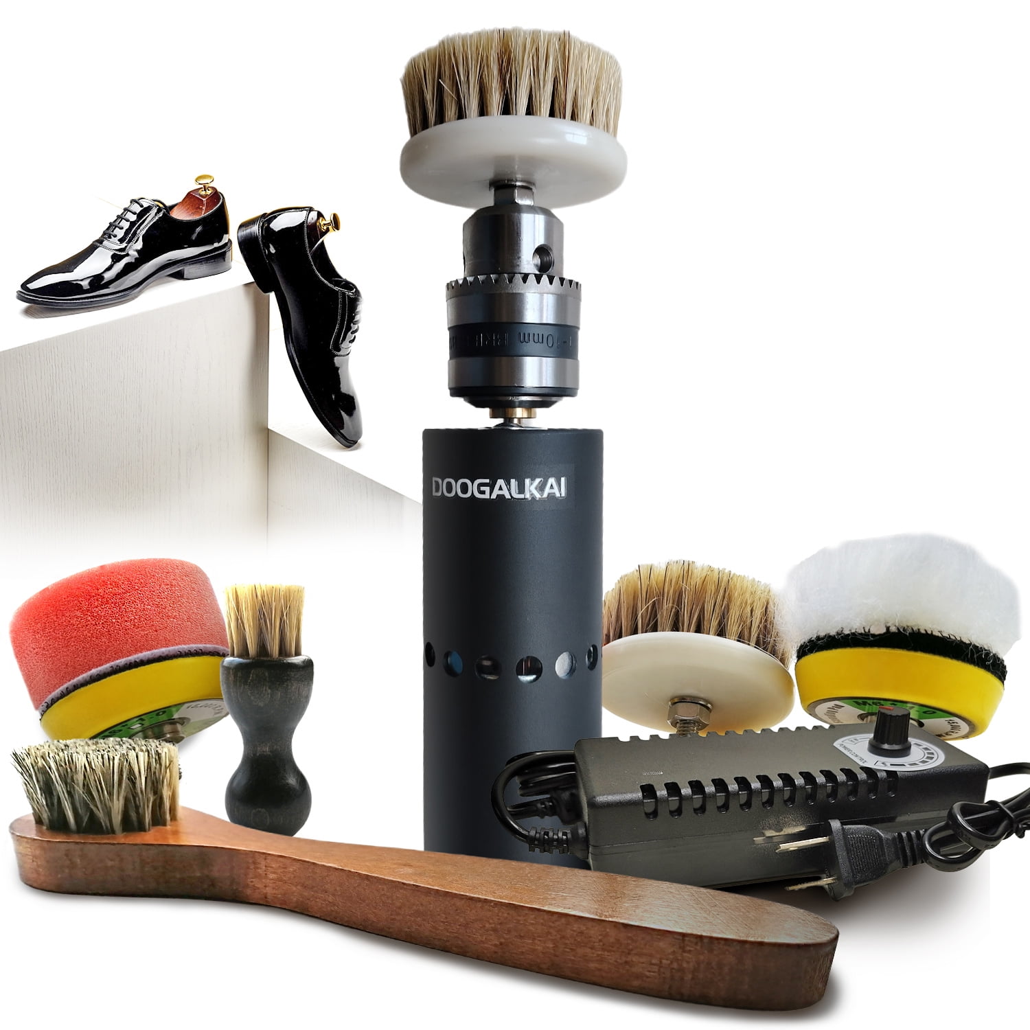 DOOGALKAI K625 60W Adjustable Speed Electric Shoe Polisher Kit,Dust ...