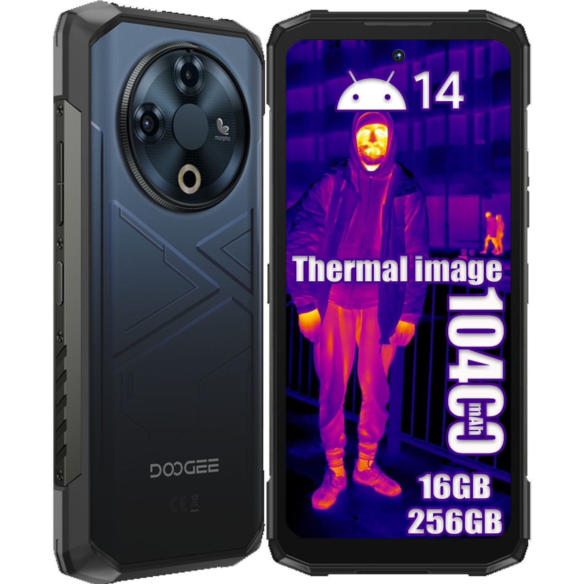 DOOGEE Fire 6 10400mAh 16GB+256GB Android 14 With Thermal Camera 50MP AI Camera Rugged ...