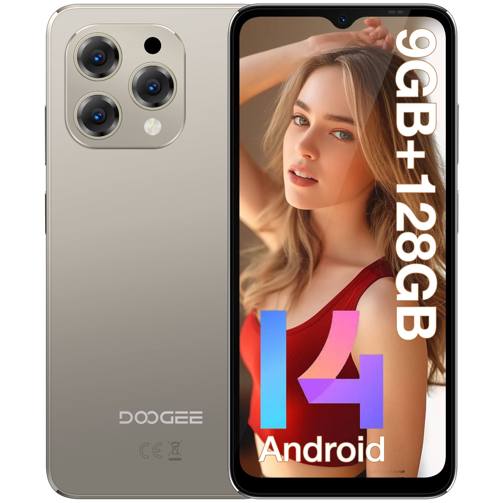 DOOGEE N55 (2025) Android 14 Cell Phone, 9GB+128GB Expandable 1TB Android Phone, 6.56" HD+ 90Hz ...
