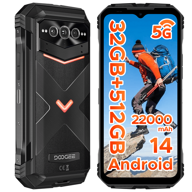 DOOGEE V MAX Pro(2025) 5G Rugged Phone, 22000mAh, 32GB+512GB/TF 2TB ...