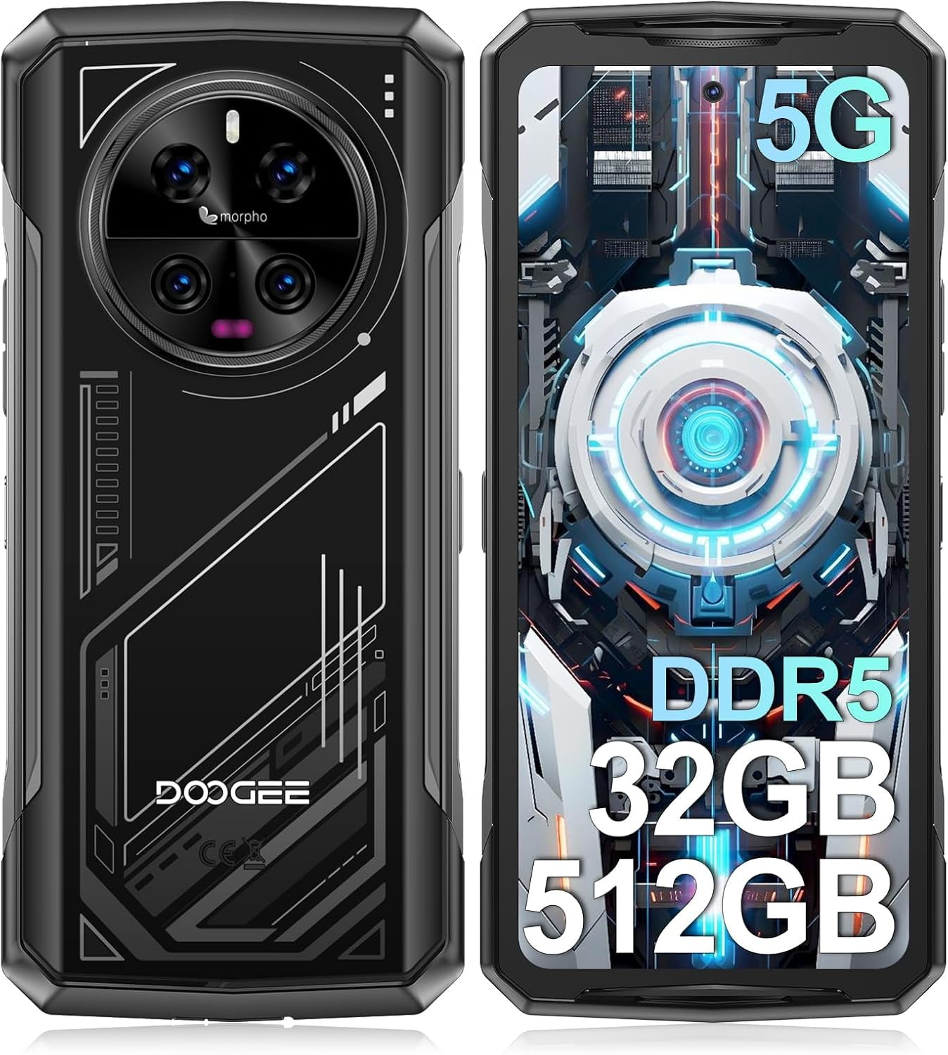 DOOGEE V40 Rugged Smartphone 5G,32GB+512GB/2TB Android 14 Rugged Phone ...