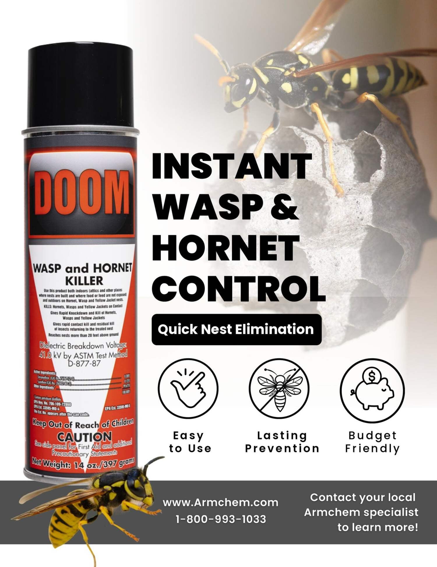 DOOM Wasp Hornet Control Spray - Walmart.com