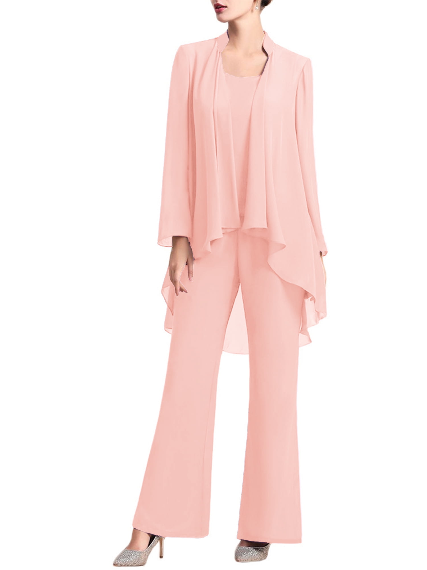 DOOMIVA 3PCS Mother of The Bride Pants Suits for Women Chiffon Dress ...