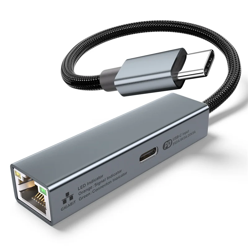 DOONJIEY 2 in 1 USB Type C to RJ45 USB-C Converter HUB PD 60W Fast ...