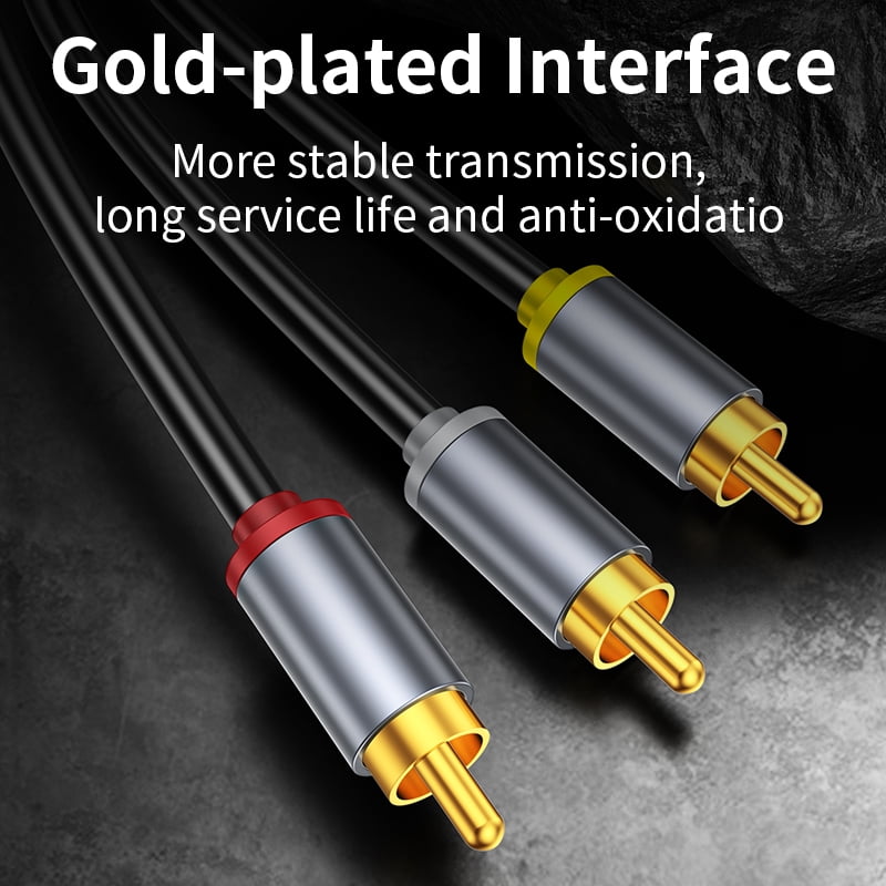 DOONJIEY 3RCA to 3RCA Cable Composite Audio Video AV Adapter Gold ...