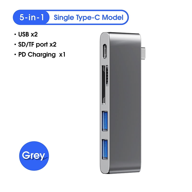 DOONJIEY 5 In 1 Type C Hub PD thuderbolt 3 100W 4 USB3.0 Port USB C ...